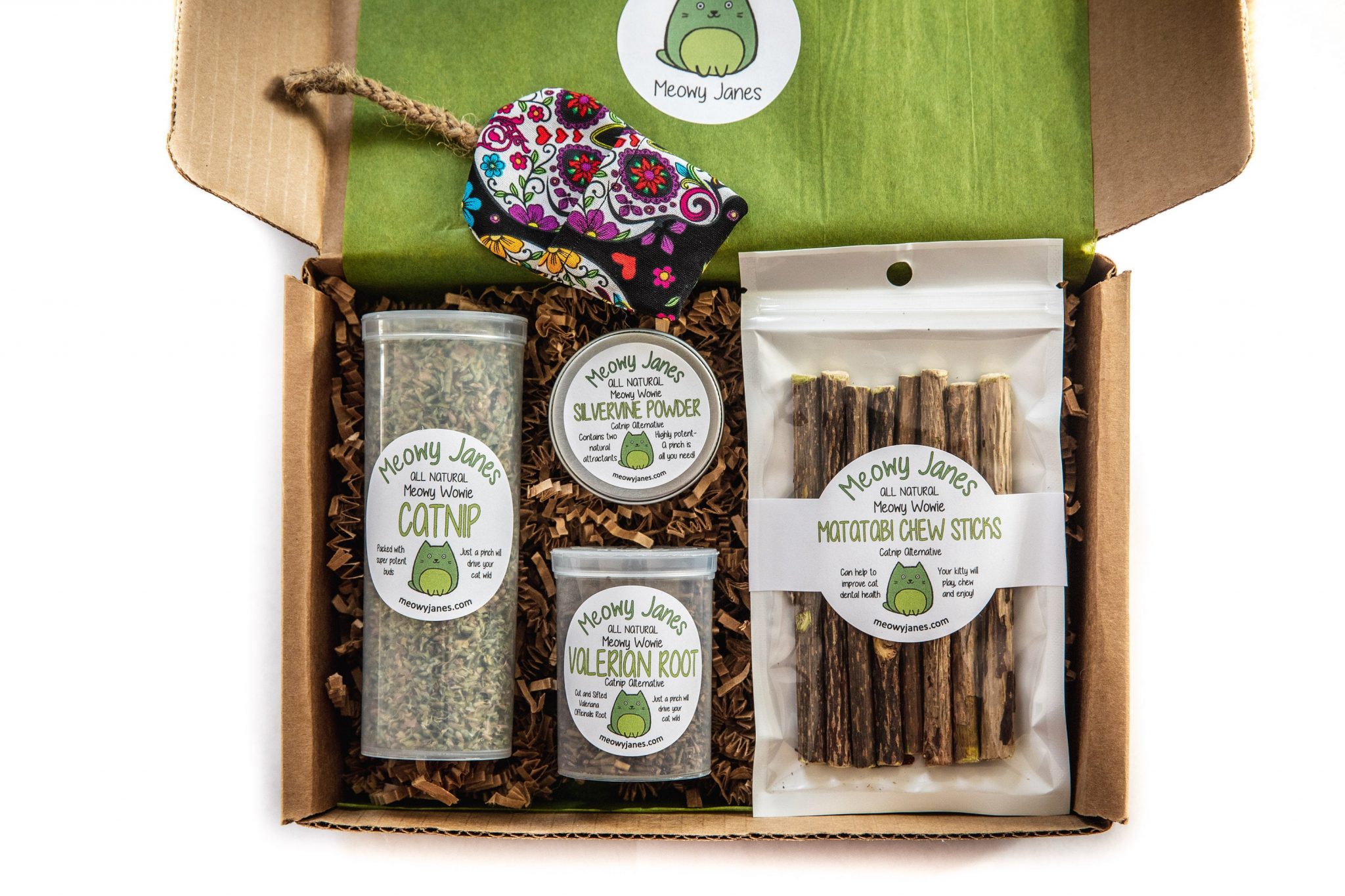 Catnip Alternative Variety Box - Catnip, Silvervine, & Valerian | Meowy Janes